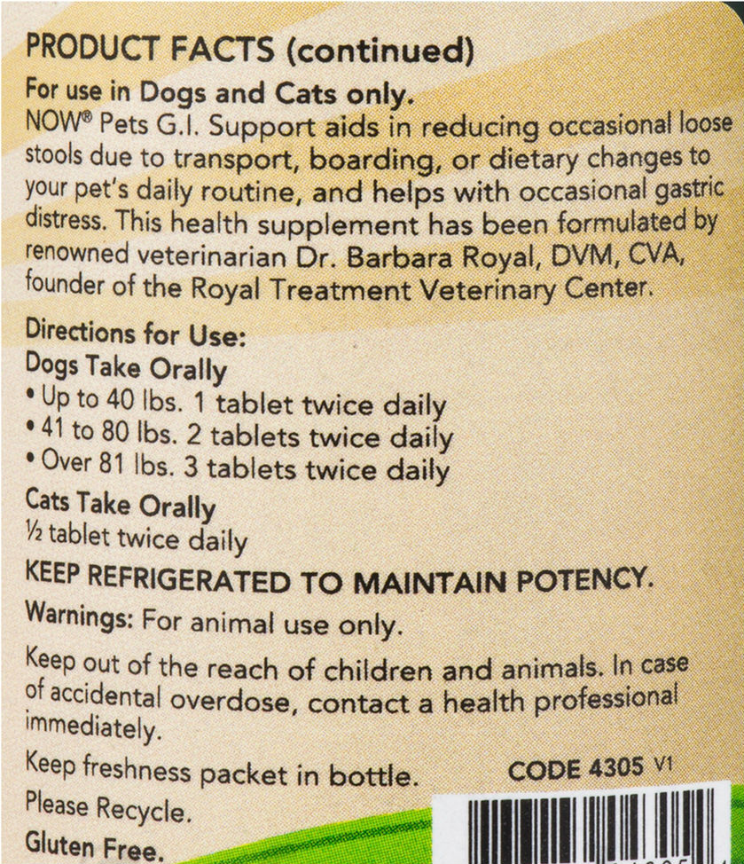Buy Now Foods Pet G.I. support 90 Chewables and Save Big at VitaNet®, LLC